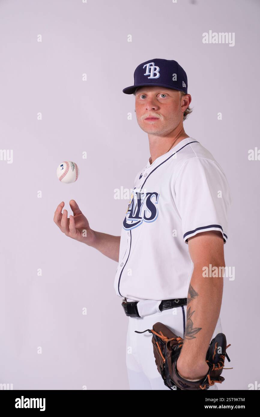 Tampa Bay Rays pitcher Shane Baz poses for a portrait during photo day ...