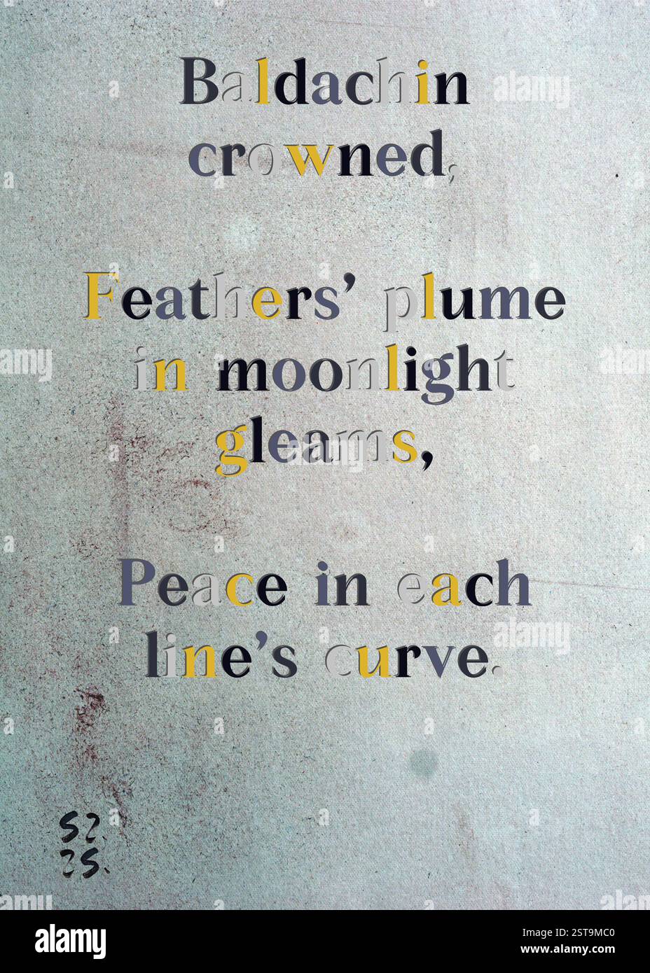 Baldachin crowned, Feathers' plume in moonlight gleams, Peace in each ...