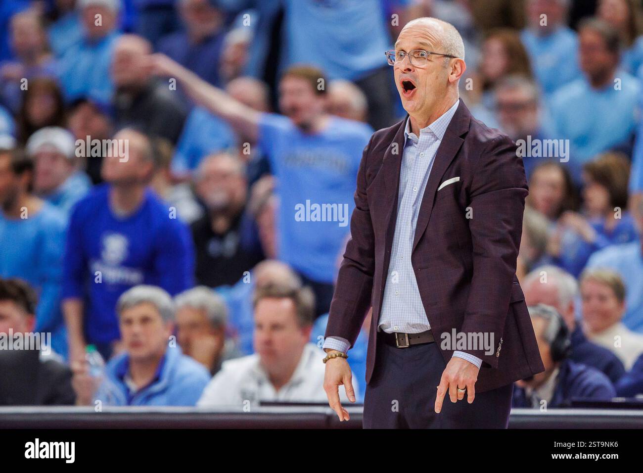 February 11, 2025 Omaha, NE. U.S. - Connecticut Huskies head coach Dan ...
