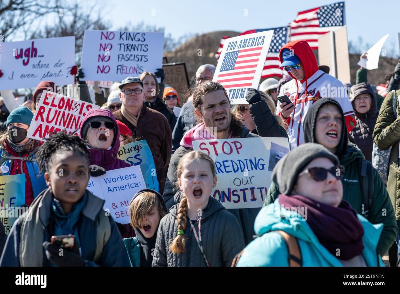 Protests against President Donald J. Trump and Elon Musk in front of ...