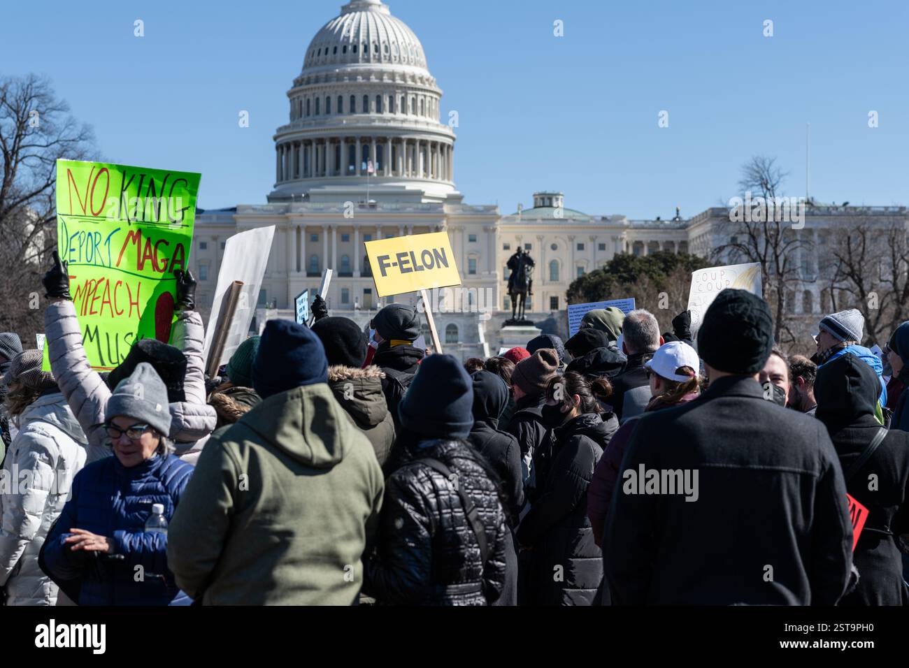 Protests against President Donald J. Trump and Elon Musk in front of ...
