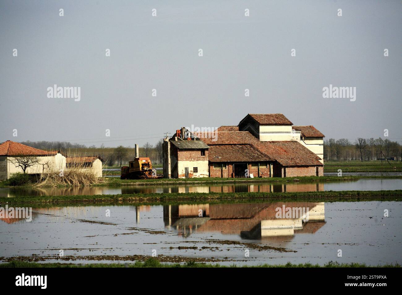 Old farmstead, rice-growing area, Po Valley, Italy, Europe Stock Photo ...