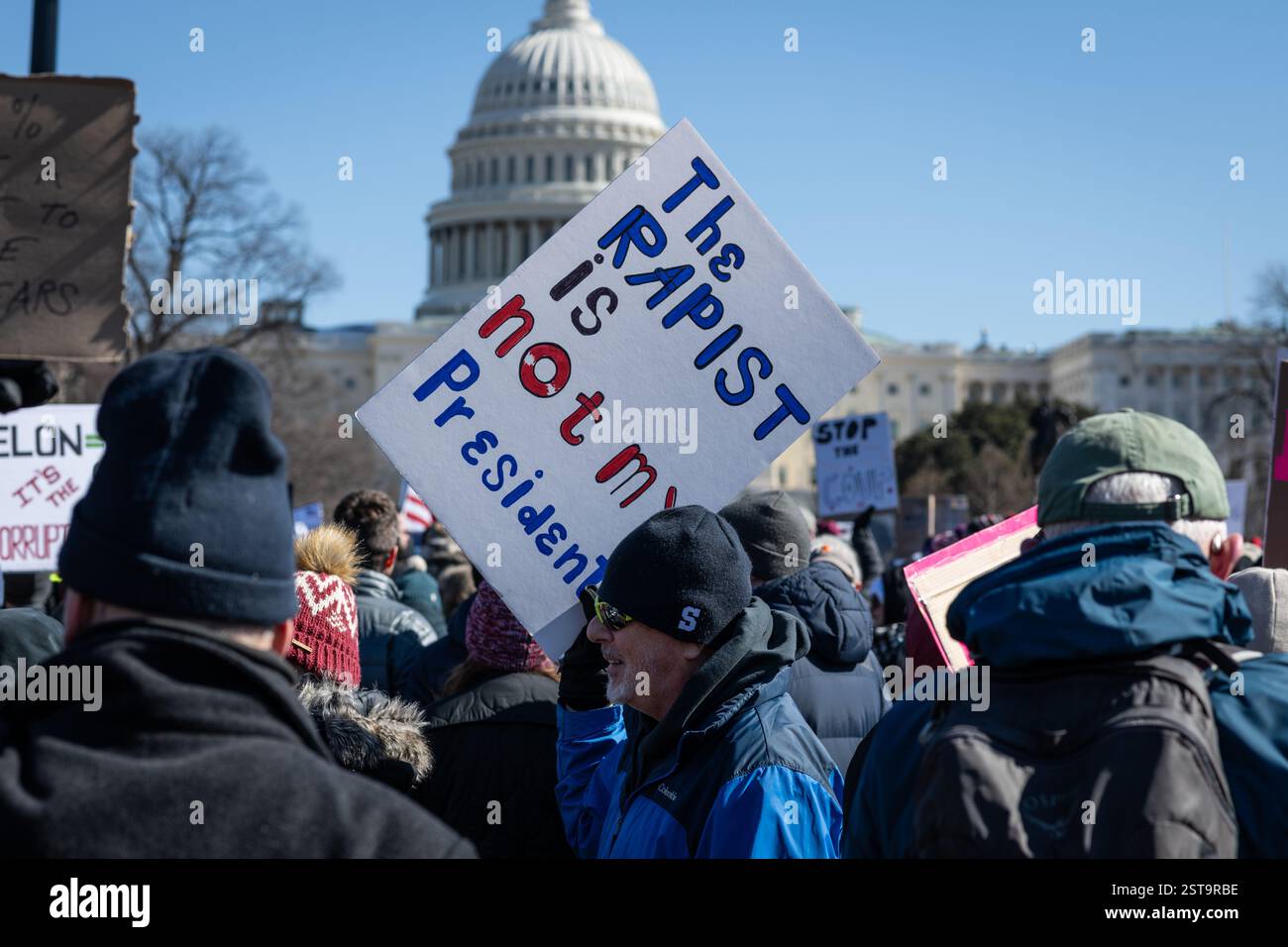 Protests against President Donald J. Trump and Elon Musk in front of ...