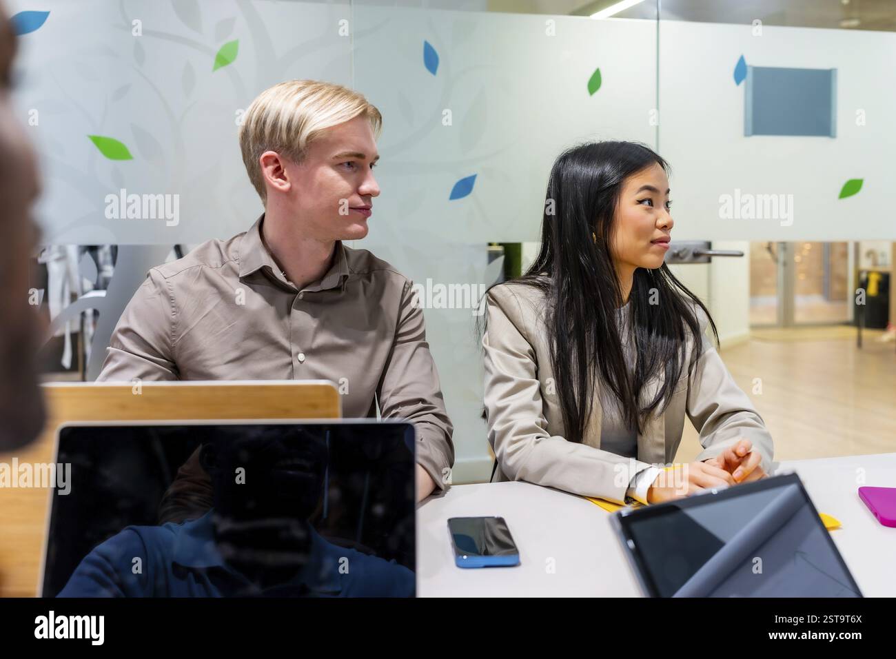 Two business professionals engaged in hi-res stock photography and ...