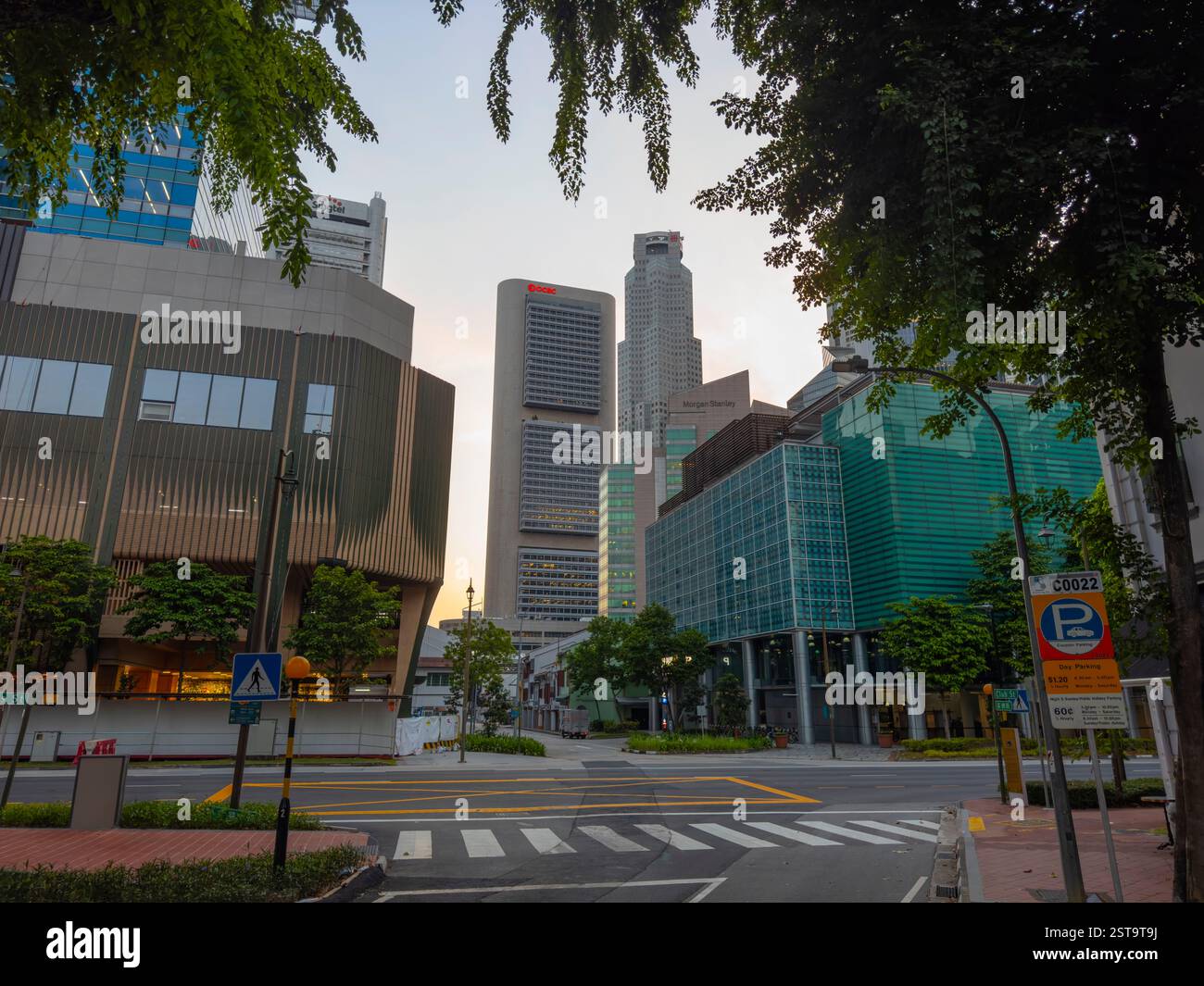 Cross Street in the morning at Club Street, with UOB Plaza building at ...