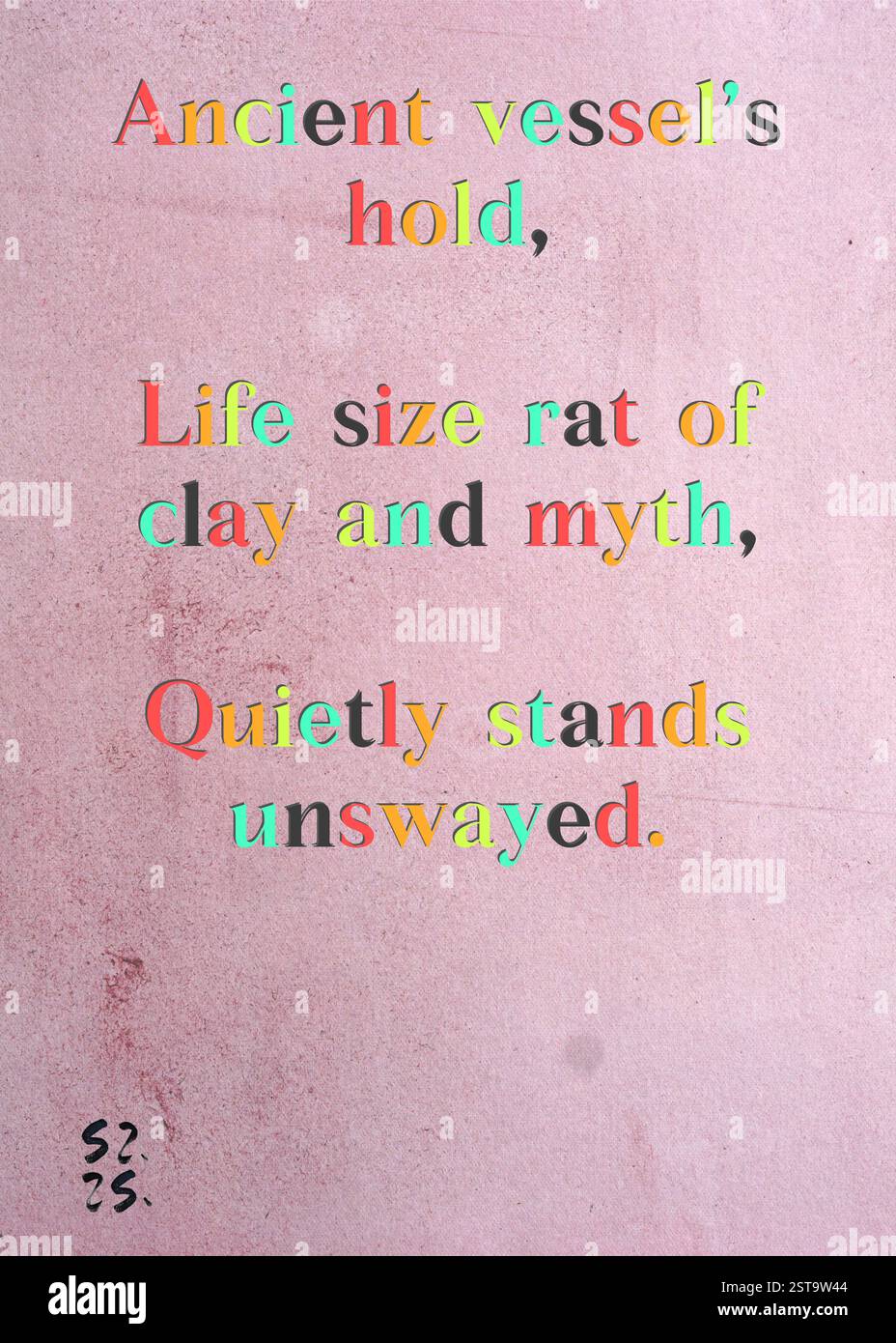 Ancient vessel's hold, Life size rat of clay and myth, Quietly stands ...