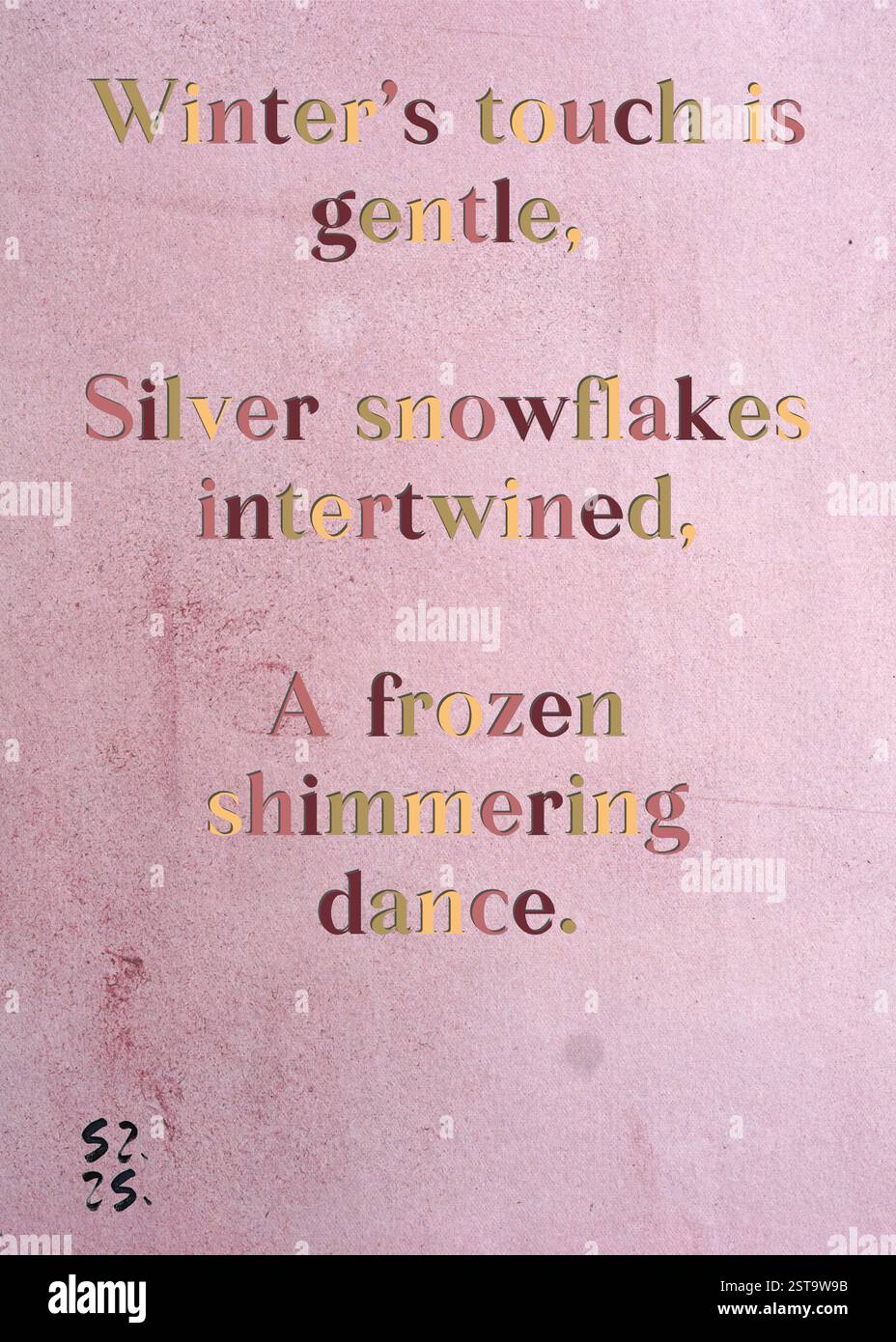 Winter's touch is gentle, Silver snowflakes intertwined, A frozen ...
