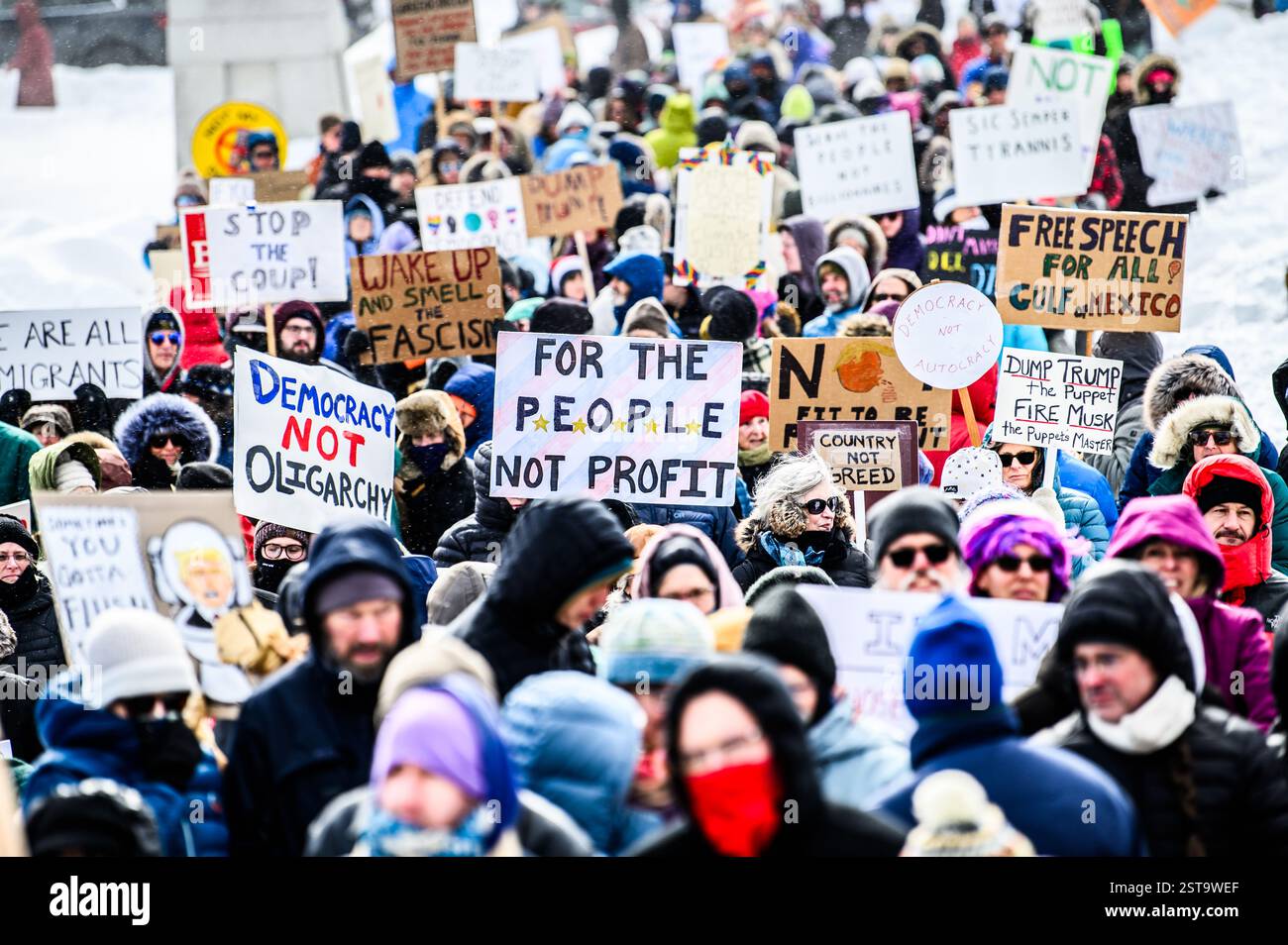 Demonstrators protest Trump administration policies during the Vermont ...