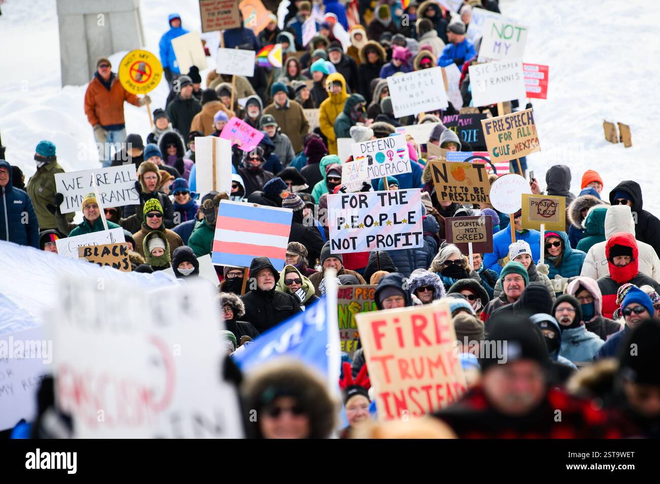Demonstrators protest Trump administration policies during the Vermont ...