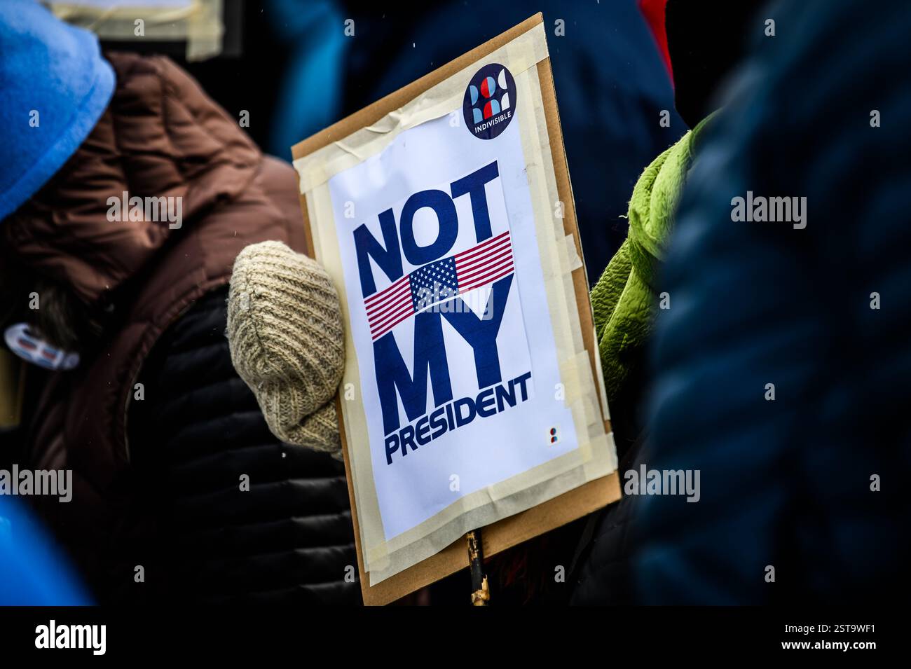 Demonstrators protest Trump administration policies during the Vermont ...