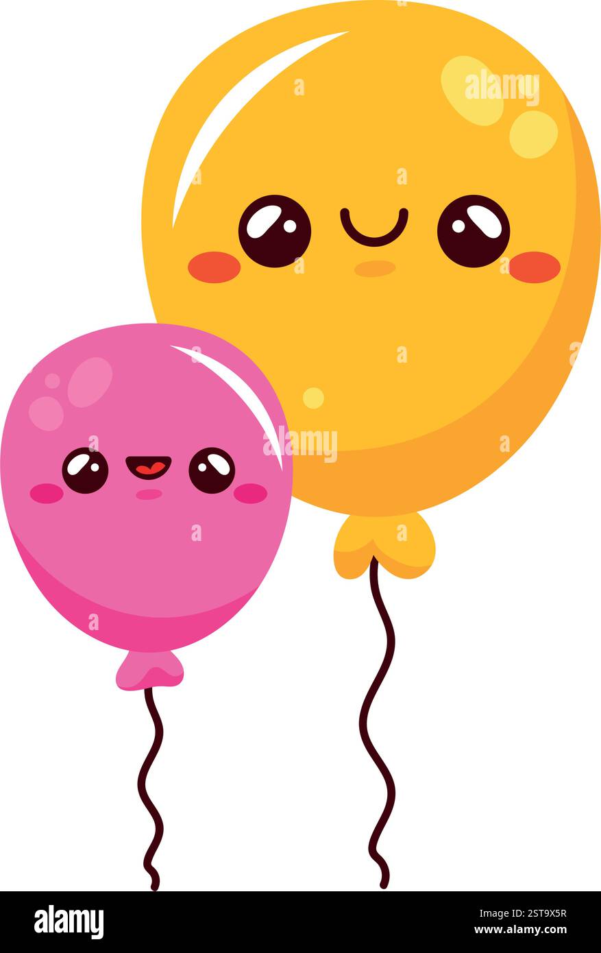 Cute smiling balloons with kawaii faces Stock Vector Image & Art - Alamy
