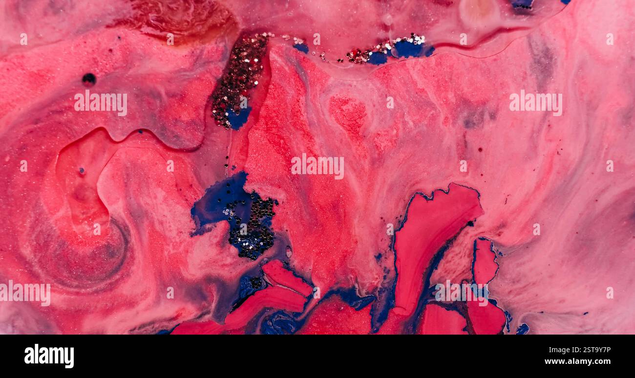 Oil pigment. Paint mix. Pink purple violet art emulsion shimmering flow ...