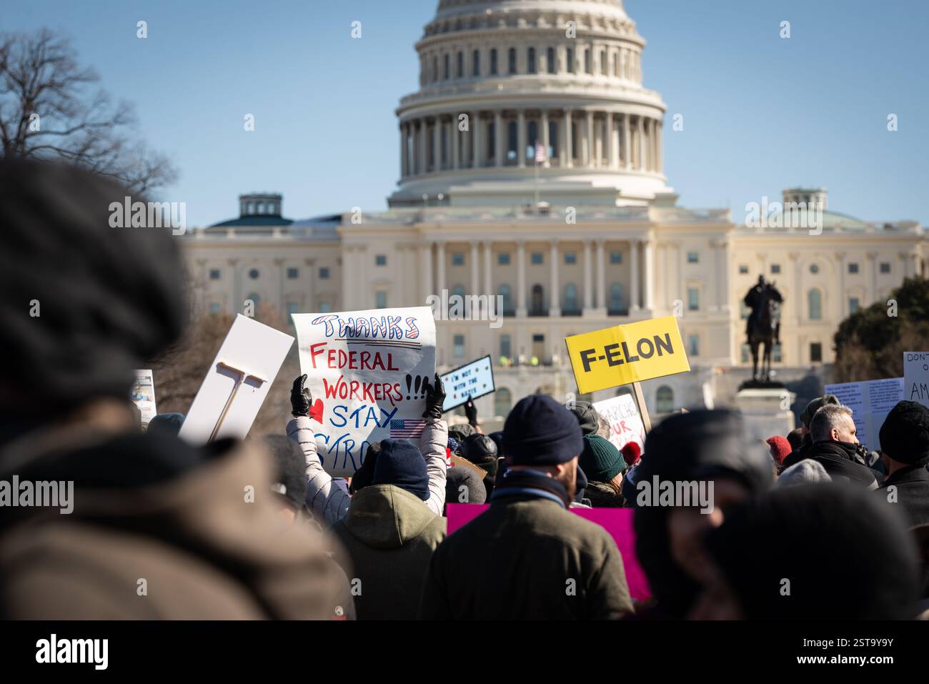 Protests against President Donald J. Trump and Elon Musk in front of ...