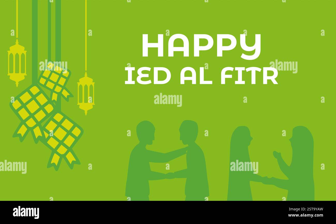 Happy Ied Al Fitr Greeting card template theme of Islamic event for ...