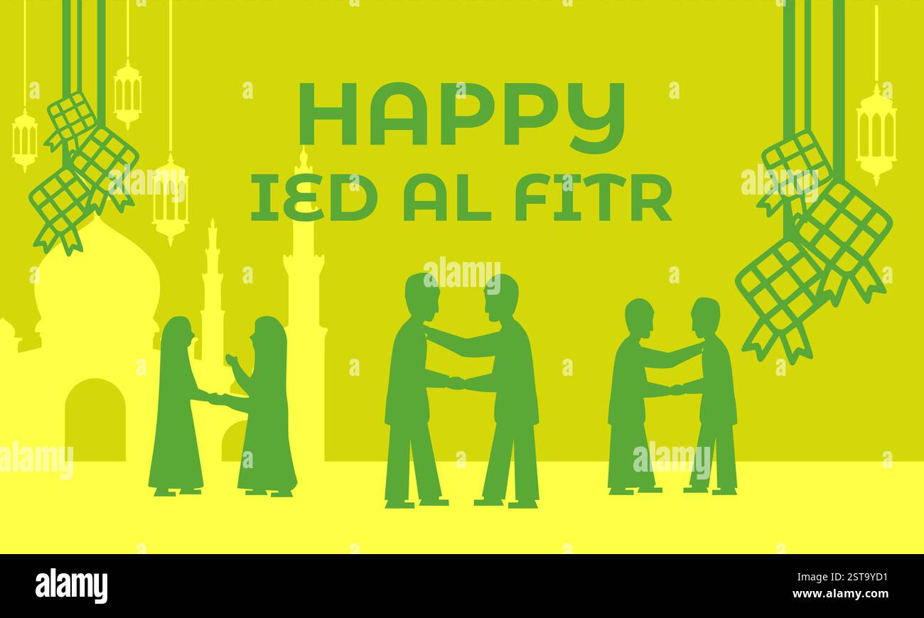 Happy Ied Al Fitr Greeting card template theme of Islamic event for ...