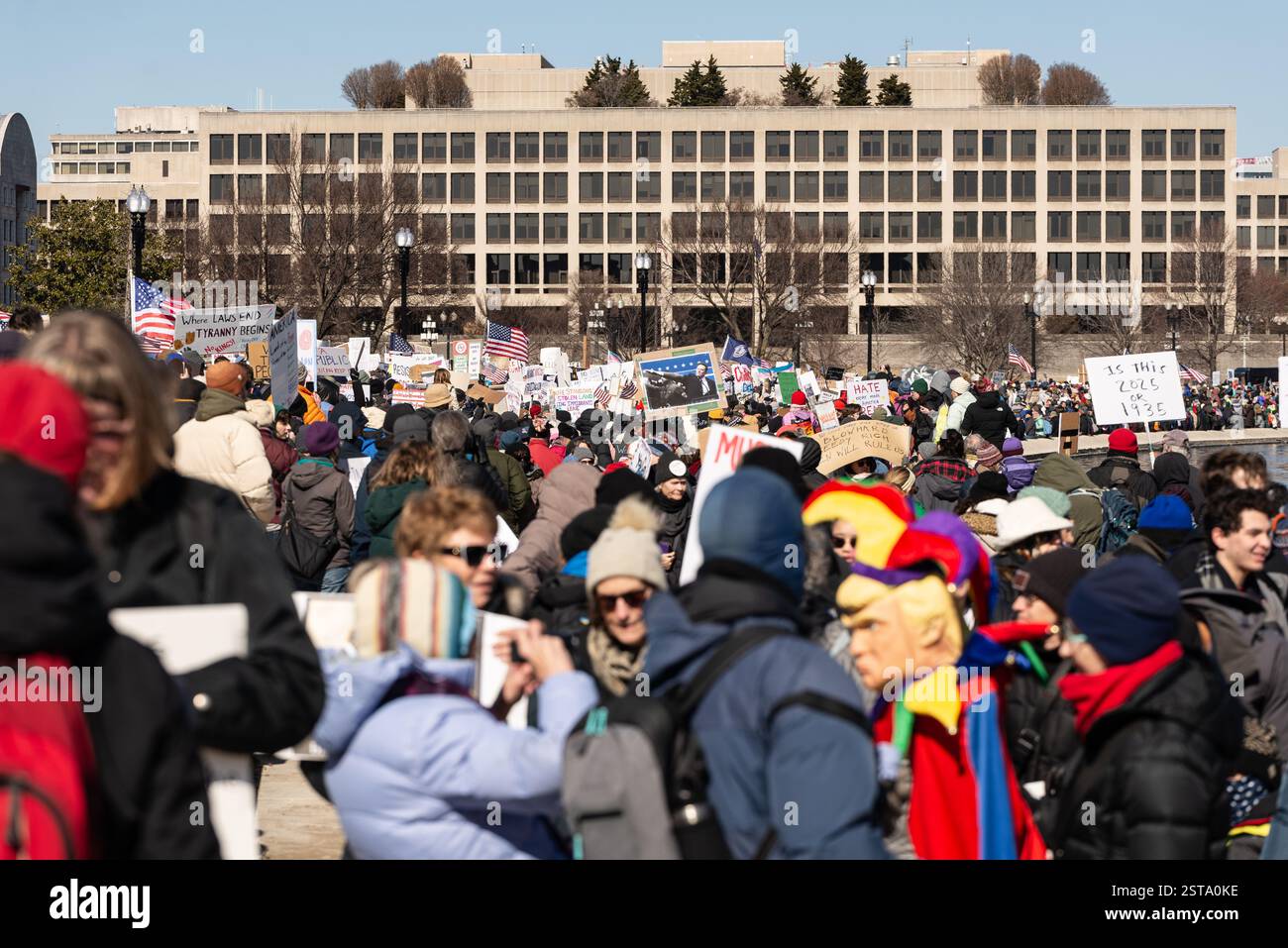 Protests against President Donald J. Trump and Elon Musk in front of ...