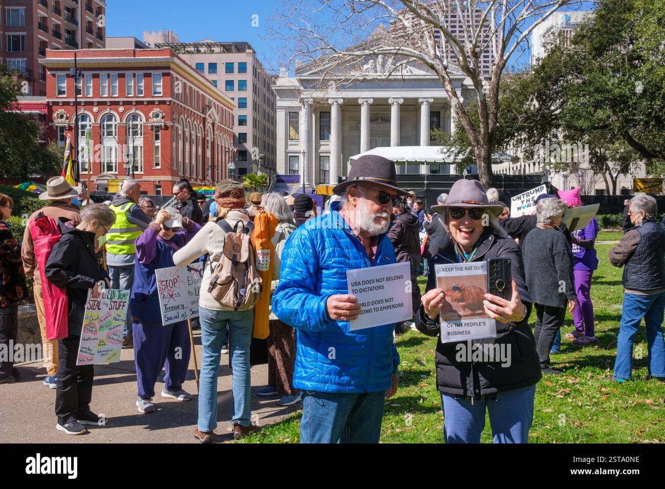 New Orleans, LA, USA - February 17, 2025: Crowd gathered on Presidents ...
