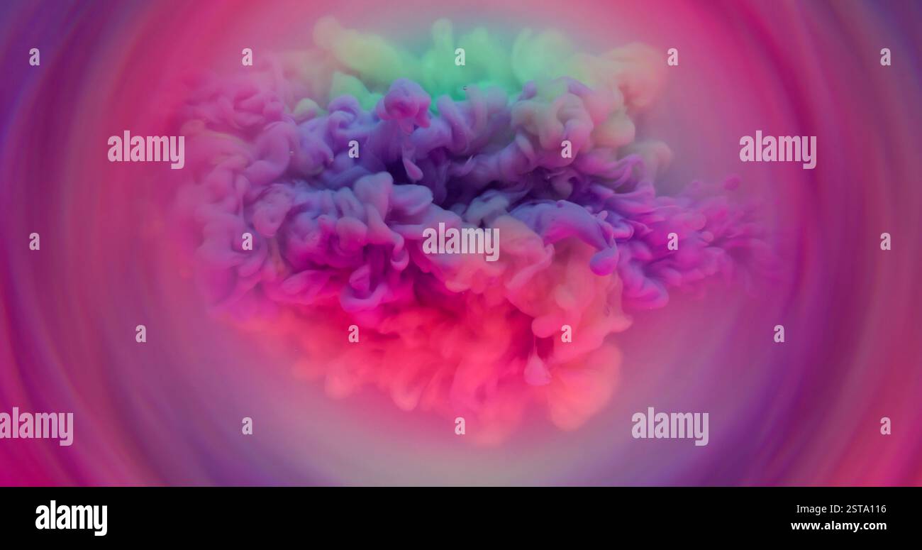 Colorful smoke. Fume mix. Vivid iridescent neon paint puff burst in ...