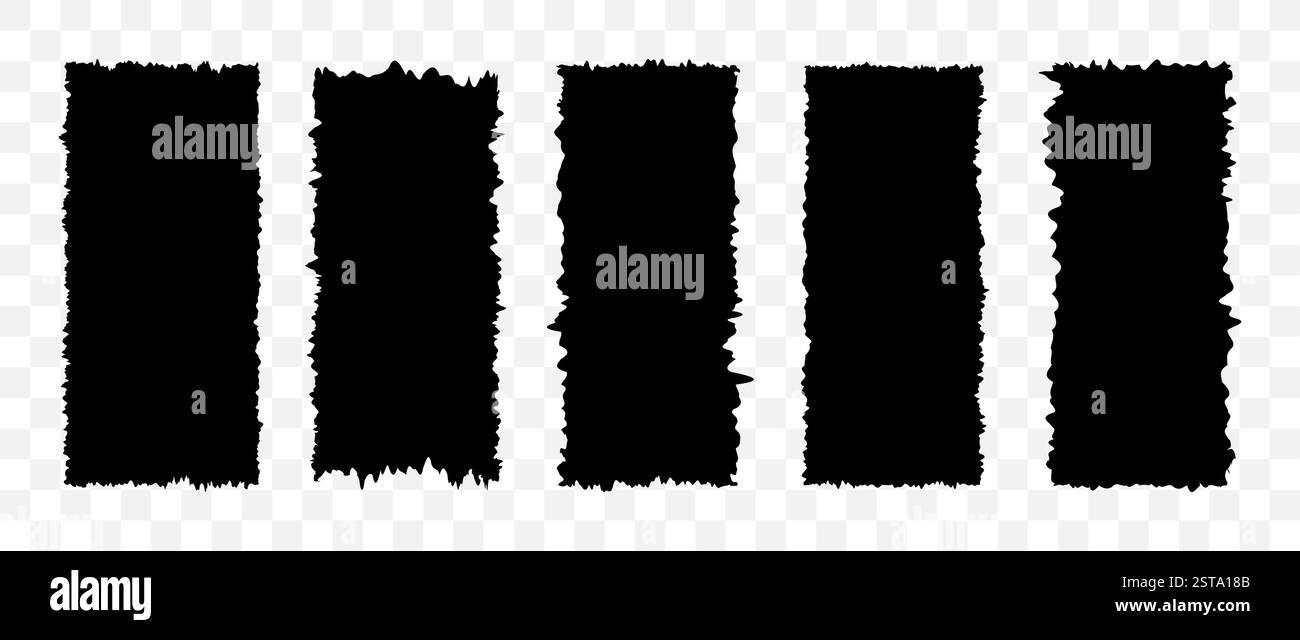 Set of Jagged Rectangle shapes. Vertical Black grunge frames. Textured ...