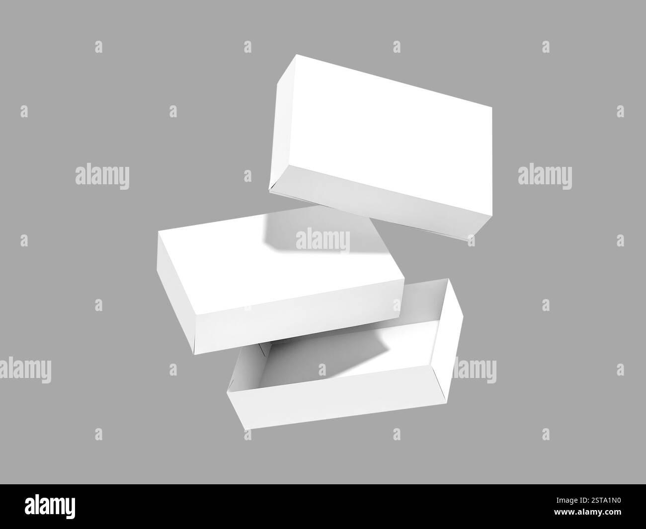 White Blank Floating Box Mockup 3D Rendering. Lift Off Lid Box Stock ...