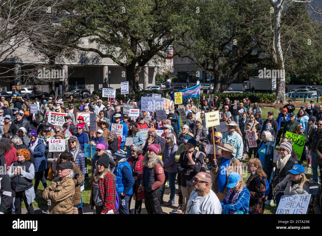 New Orleans, LA, USA - February 17, 2025: Crowd gathered on Presidents ...