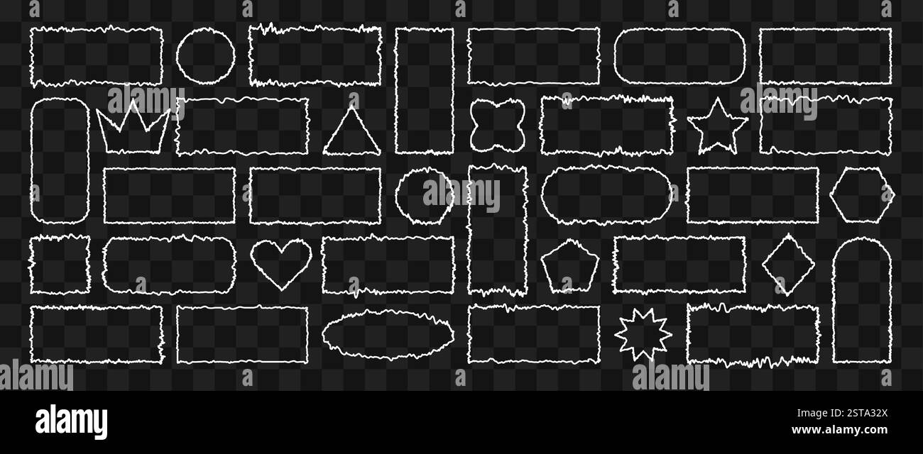 White rectangle form with jagged edges. Ripped and cutout paper torn ...