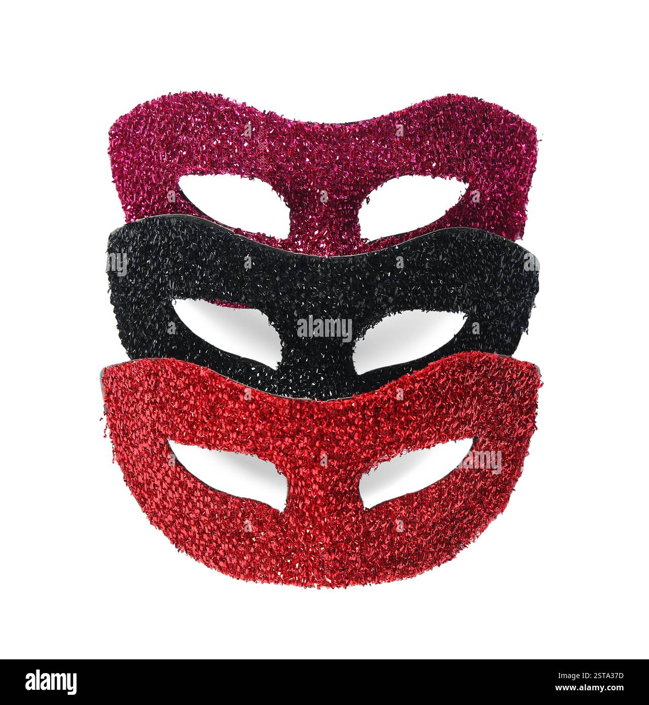 Different beautiful carnival masks on white background Stock Photo - Alamy