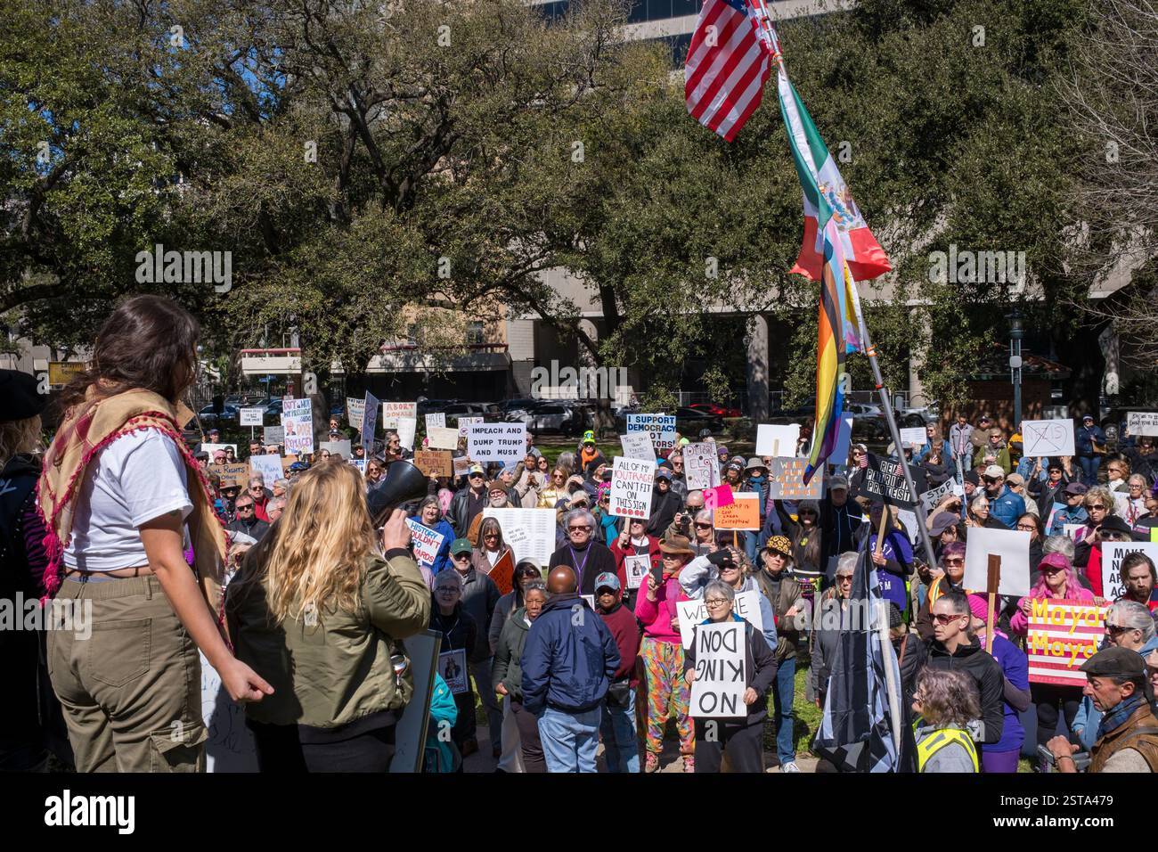 New Orleans, LA, USA - February 17, 2025: Crowd gathered on Presidents ...