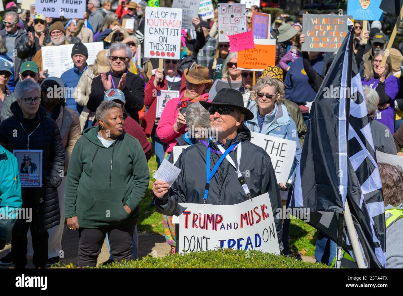 New Orleans, LA, USA - February 17, 2025: Crowd gathered on Presidents ...