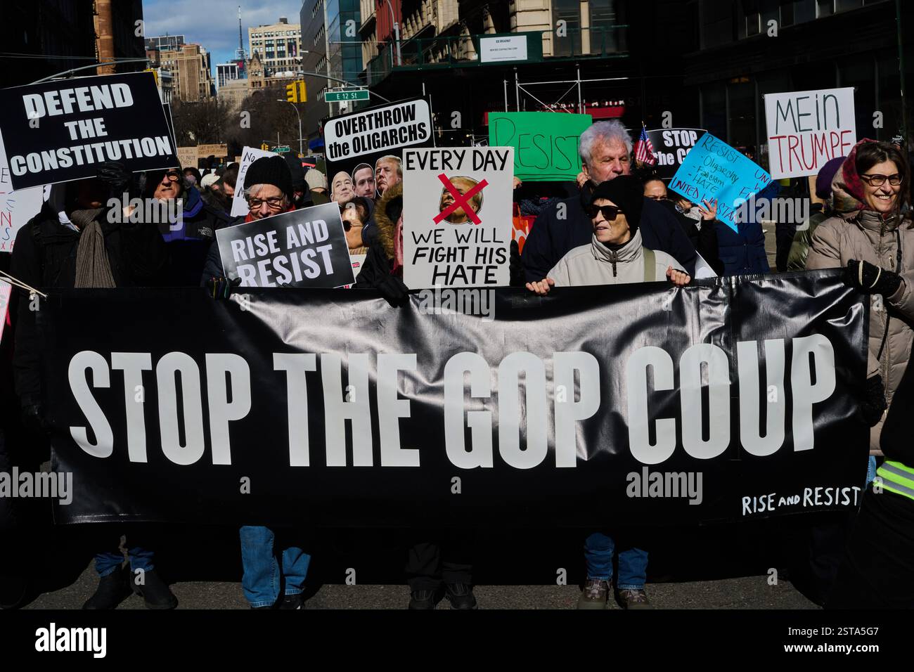 New York, New York, USA. 17th Feb, 2025. Thousands of protesters march ...