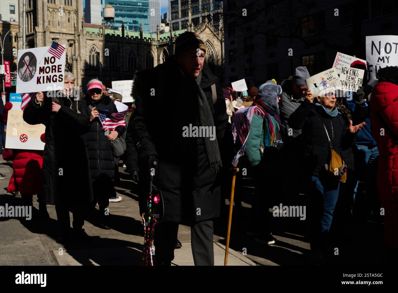 New York, New York, USA. 17th Feb, 2025. Thousands of protesters march ...
