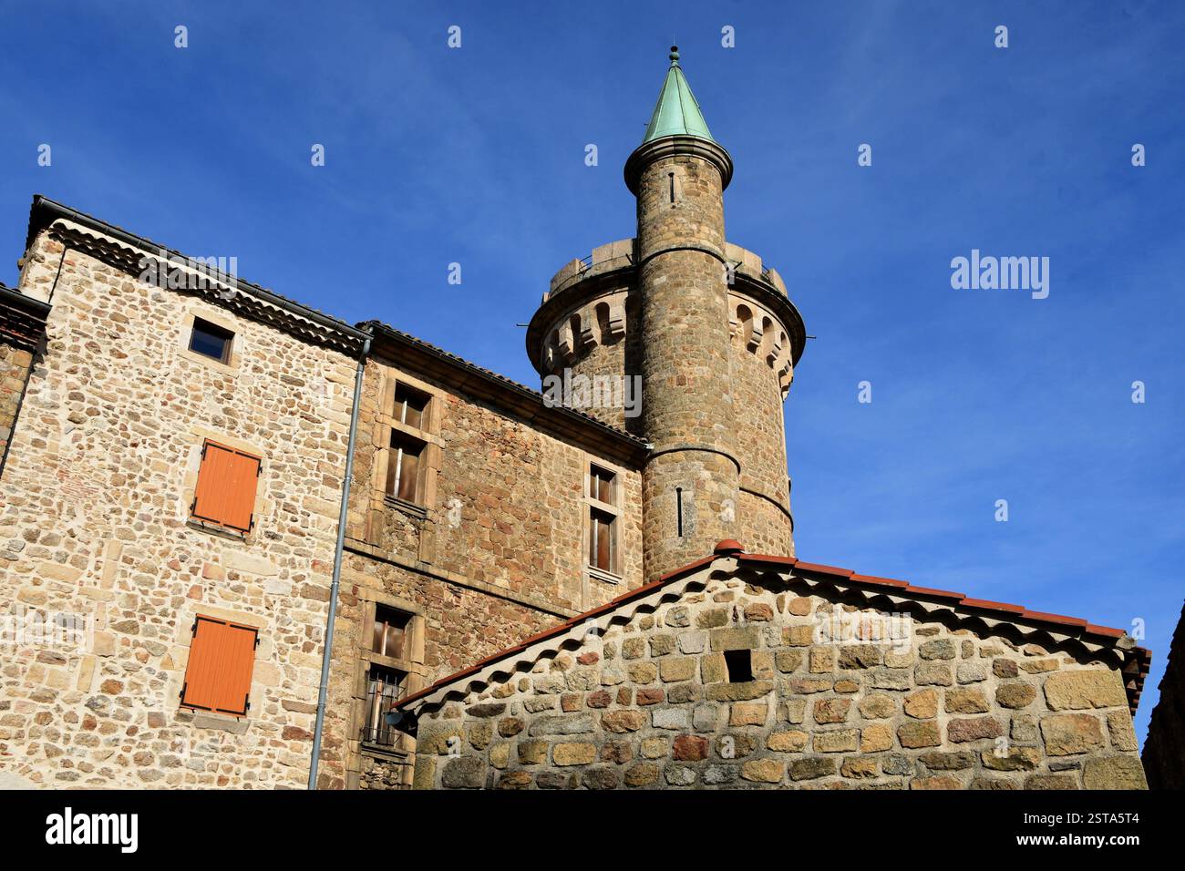 Pelussin, France. 16th Feb, 2025. Virieu Castle in the village of ...