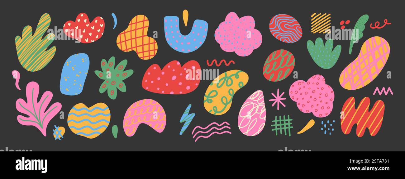 Naive organic shapes set. Hand drawn abstract forms. Modern vector ...