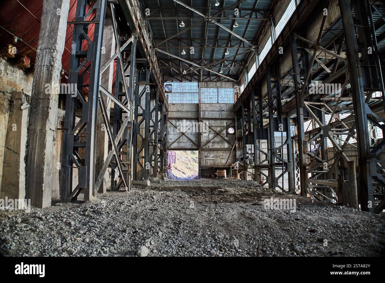 Empty and abandoned premises of the old factory, Industrial space Stock ...