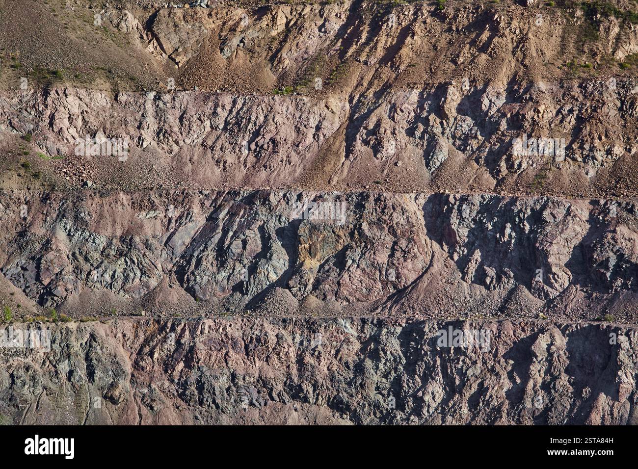 close-up view of a geological formation, layered strata,variation in ...