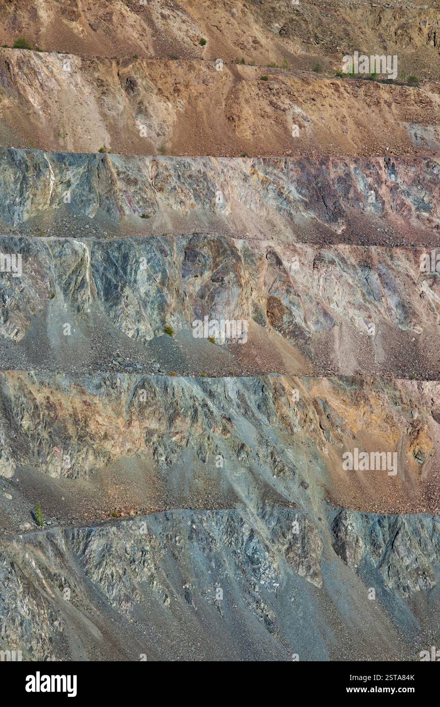 close-up view of a geological formation, layered strata,variation in ...