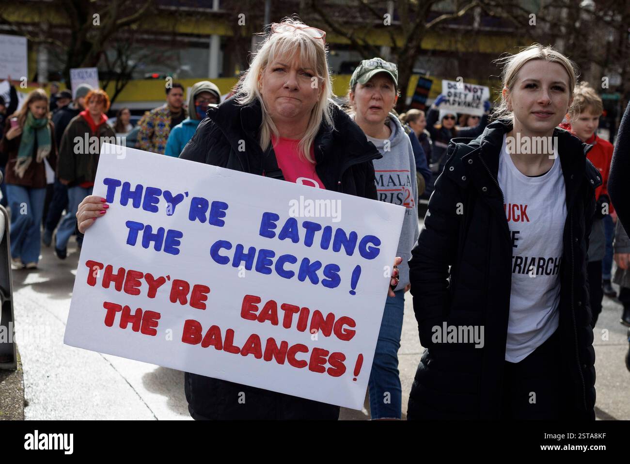 Portland, USA. 17th Feb, 2025. Thousands of people rallied and marched ...