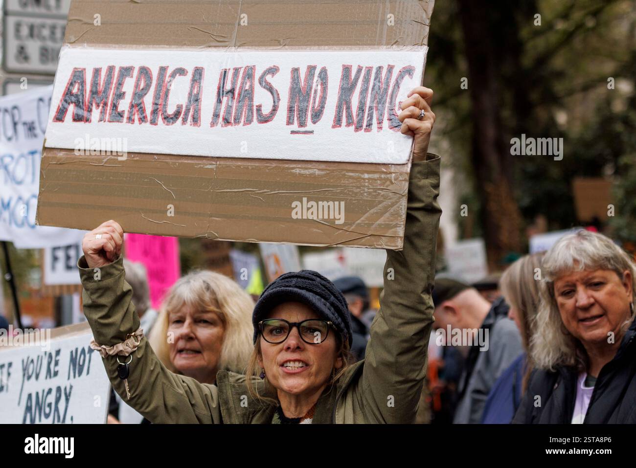 Portland, USA. 17th Feb, 2025. Thousands of people rallied and marched ...