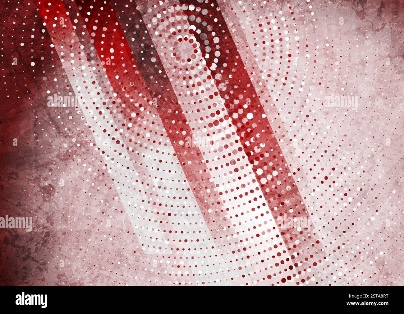 Red stripes grunge abstract geometric background with halftone dots ...