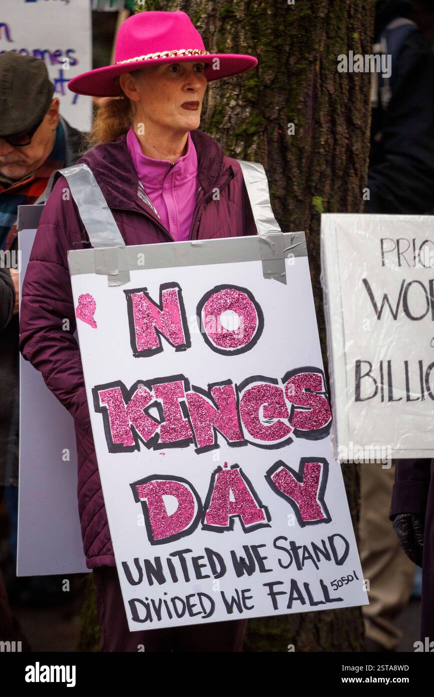 Portland, USA. 17th Feb, 2025. Thousands of people rallied and marched ...