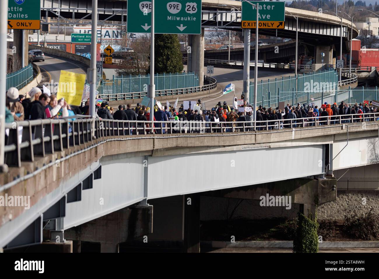 Portland, USA. 17th Feb, 2025. Thousands of people rallied and marched ...