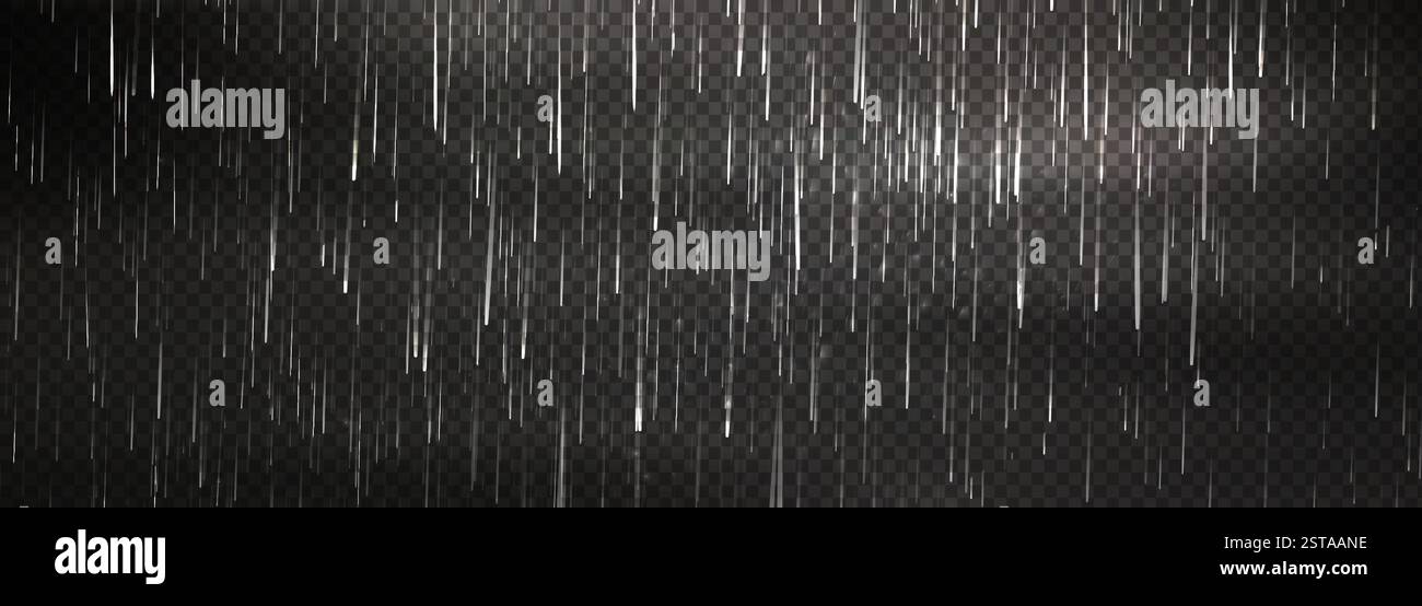 White rainy effect overlay on transparent background. Vertical ...