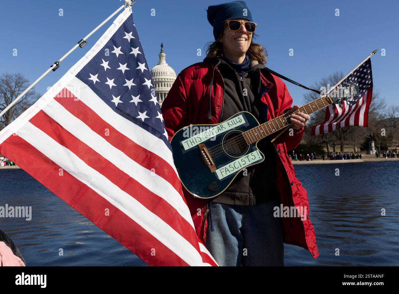 Demonstrators gather during the rally against the Donald Trump ...