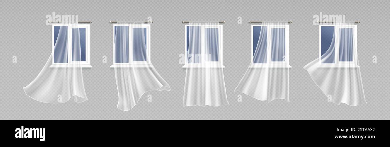 Window curtains set isolated on transparent background. Vector ...