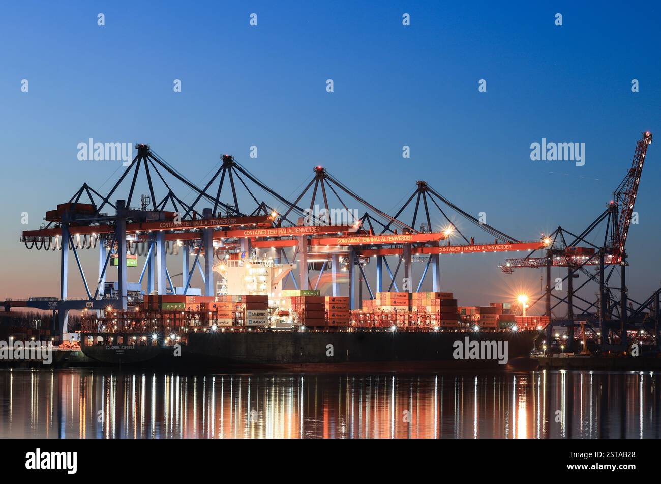 Hamburg, Germany. 17th Feb, 2025. Container ships are loaded at the ...