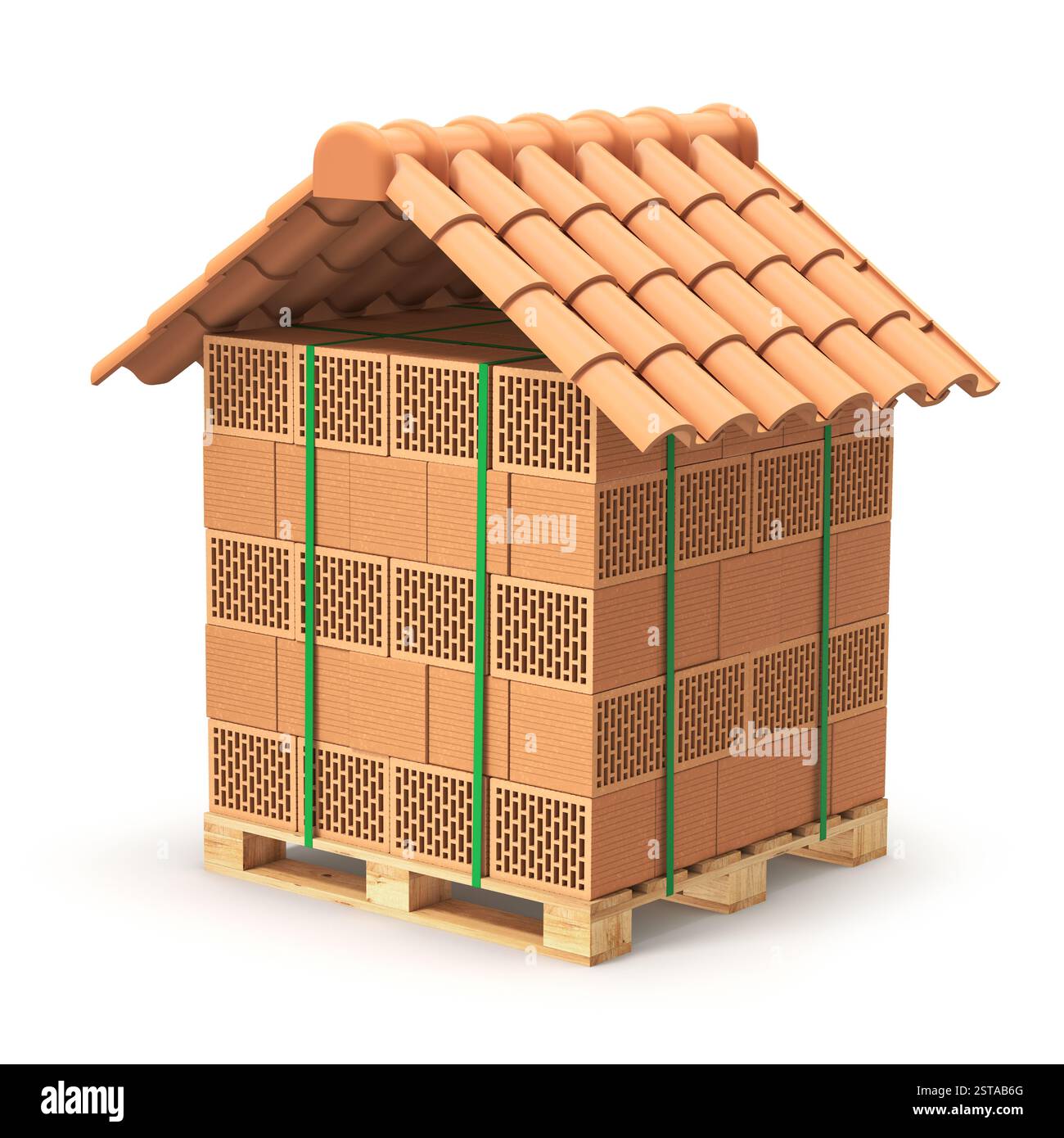 Hollow clay blocks with roof tiles - 3D illustration Stock Photo - Alamy