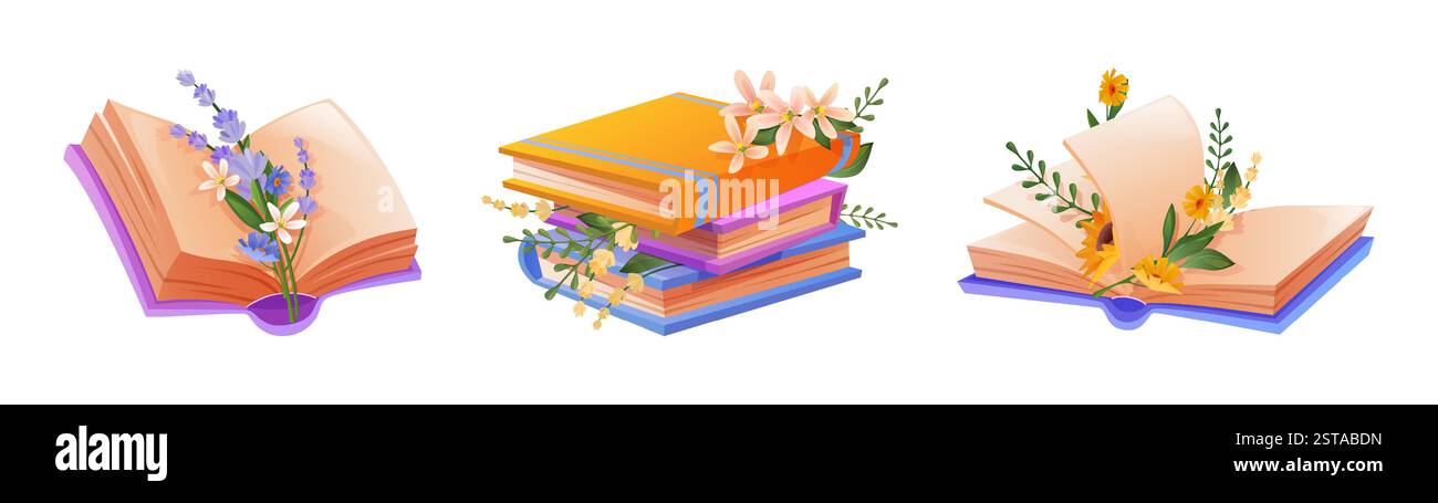 Floral book design Cut Out Stock Images & Pictures - Alamy