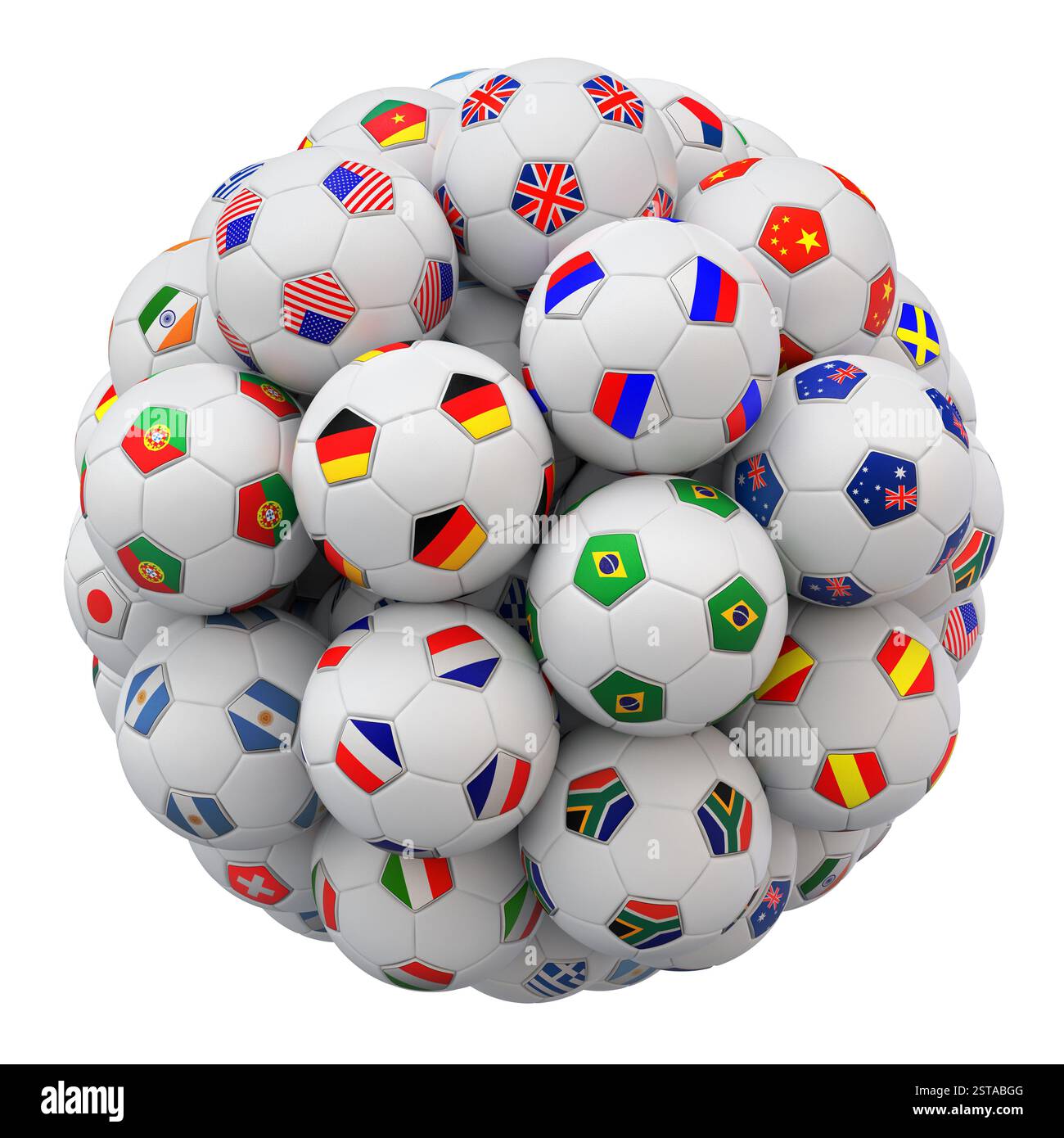 Soccer (football) balls with nations teams flags isolated on white ...