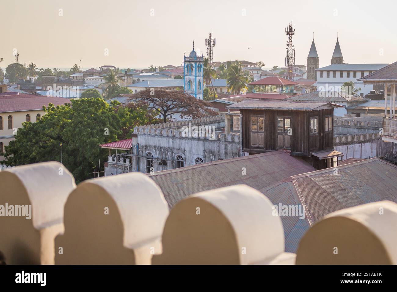 Old town of Stone Town, Zanzibar landmark. Panoramic cityscape of Stone ...