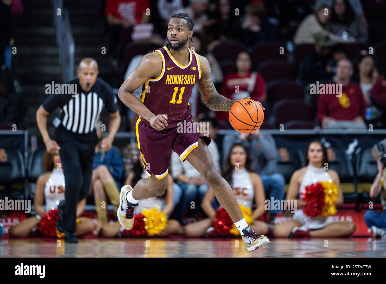 Minnesota Golden Gophers guard Femi Odukale (11) brings the ball up ...
